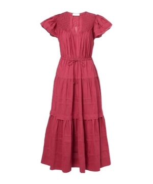 Ulla Johnson Pleated Midi Dress - Red