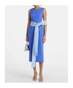 Carolina Herrera Sleeveless Crêpe Cocktail Dress With Tie Detail - Blue