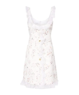 Giambattista Valli Ruffled Jacquard Minidress - White