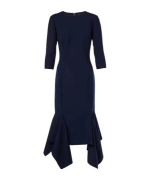 Oscar De La Renta Pleated Wool-blend Midi Dress - Black