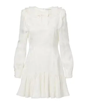 Alessandra Rich Floral Jacquard Minidress With Bow Detail