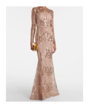 Elie Saab Embroidered Sequined Tulle Gown