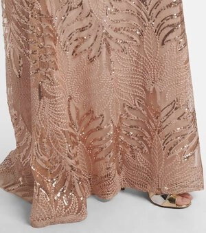 Elie Saab Embroidered Sequined Tulle Gown