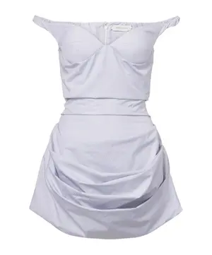 Magda Butrym Striped Draped Cotton Poplin Bustier Dress - White
