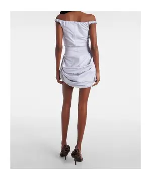 Magda Butrym Striped Draped Cotton Poplin Bustier Dress