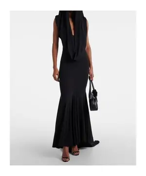 Magda Butrym Hooded Silk-blend Jersey Maxi Dress