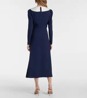 Alessandra Rich Satin Midi Dress With Bow Embellishment
