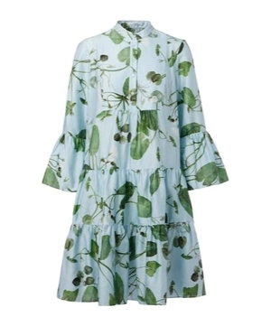 Erdem Tiered Floral Cotton Minidress - Green