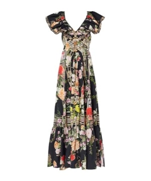 Camilla Ruffled Floral Cotton Maxi Dress - Nude