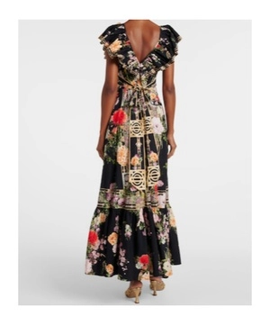 Camilla Ruffled Floral Cotton Maxi Dress - Nude