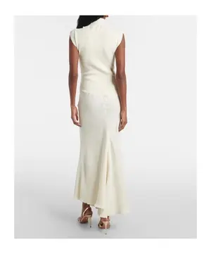 Victoria Beckham Draped Turtleneck Jersey Maxi Dress