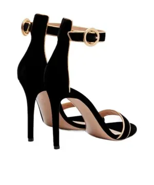 GIANVITO ROSSI Velvet Sandals With Gold Tone Trim