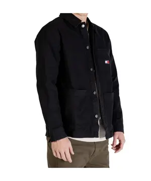 Tommy Hilfiger Long Sleeve Chore Jacket With Embroidered Logo - Black