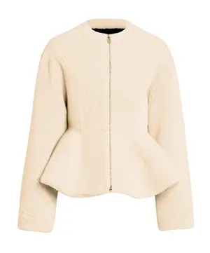 Alaïa Shearling Peplum Jacket - Nude