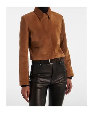 Nour Hammour Bleeker Cropped Suede Jacket