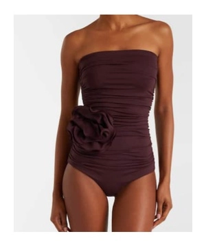 Magda Butrym Floral-appliqué Ruched Swimsuit