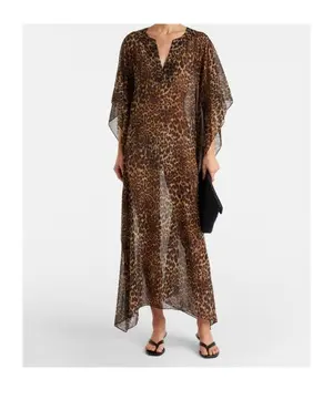 NILI LOTAN Leopard Print Semi-transparent Dress