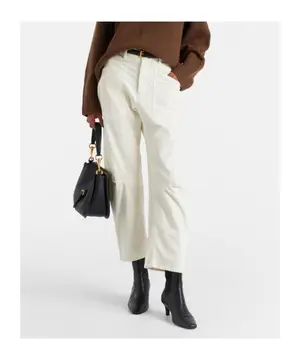NILI LOTAN Shon Corduroy Barrel-leg Pants - White