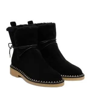 AQUAZZURA Trimmed Suede Ankle Boots - Black