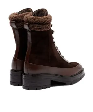 AQUAZZURA Shearling-trimmed Suede Lace-up Boots