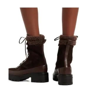 AQUAZZURA Shearling-trimmed Suede Lace-up Boots