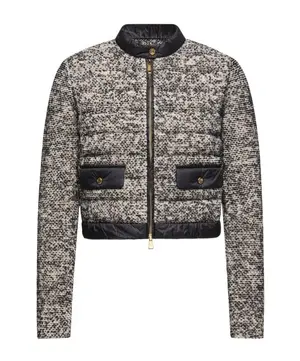 Moncler Wool Alpaca Blend Padded Zip-up Cardigan - Black