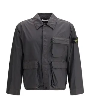 Stone Island Logo Patch Jacket - Charcoal-grey