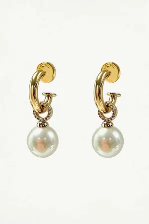 CLASSICHARMS Sia Shell Pearl Drop Hoop Earrings