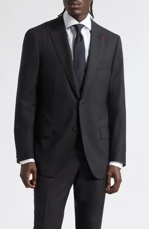 Isaia Sanita Solid Super 160s Wool Suit