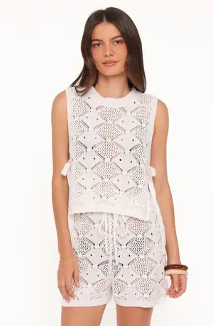 PETAL & PUP Ysabel Pointelle Knit Top & Shorts Set