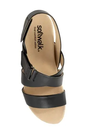 Softwalk Novi Ankle Strap Wedge Sandal - Black