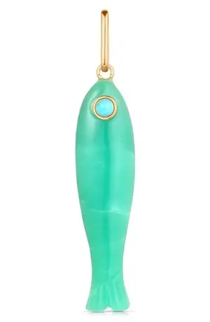 THATCH Fortuna Fish Charm In Gold-plated Brass With Eye - Chrysoprase