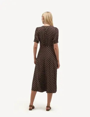 HOBBS LONDON Freya Polka Dot Silk Midi Dress