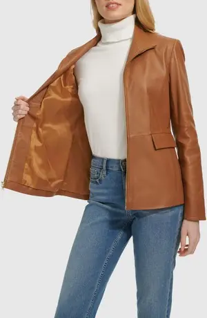 Cole Haan Wing Collar Leather Jacket