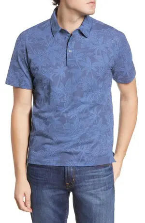 Tori Richard Blue Java Tropical Print Polo