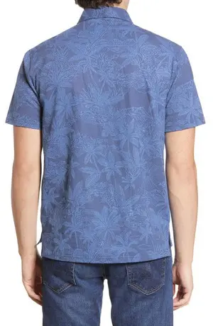 Tori Richard Blue Java Tropical Print Polo