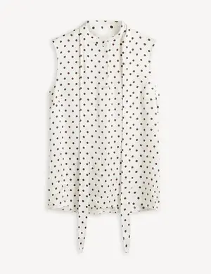 HOBBS LONDON Sleeveless Polka Dot Tie Neck Blouse