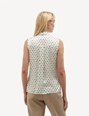 HOBBS LONDON Sleeveless Polka Dot Tie Neck Blouse