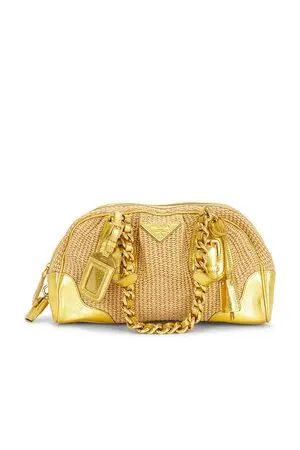 Prada Paglia & Cinghiale Handbag In ,metallic Gold - Neutral