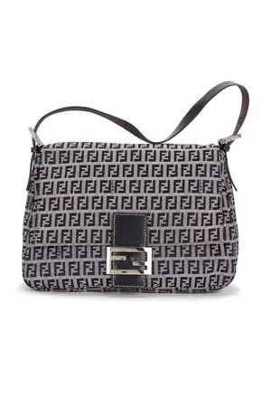 Fendi Zucchino Mama Baguette Shoulder Bag - Blue
