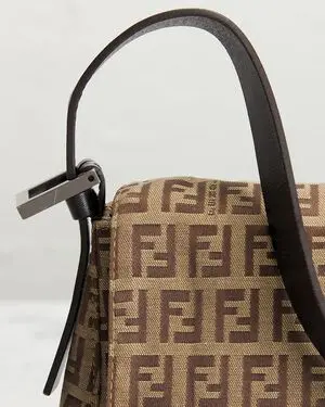 FWRD RENEW Fendi Zucchino Mama Baguette Shoulder Bag - Brown