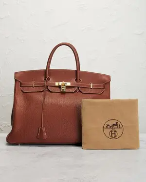 FWRD RENEW Hermes Togo Birkin 40 Retourne Handbag - Noisette