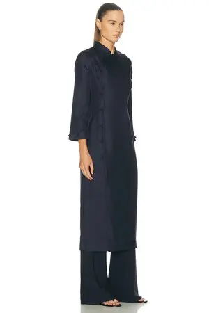 RÓHE Pankou Closure Silk Top In Navy
