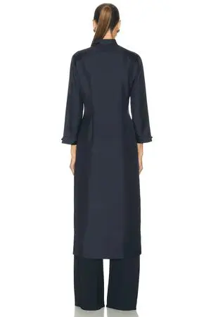 RÓHE Pankou Closure Silk Top In Navy