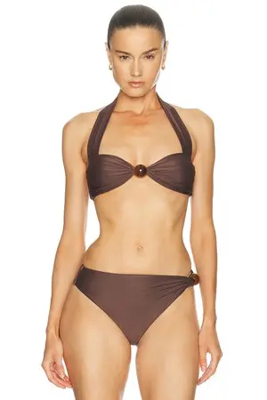 NICHOLAS Sirena Halter Bikini Top In Chocolate