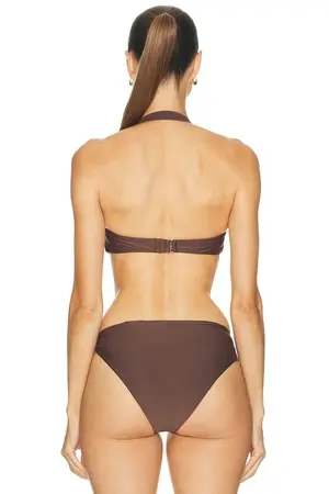 NICHOLAS Sirena Halter Bikini Top In Chocolate