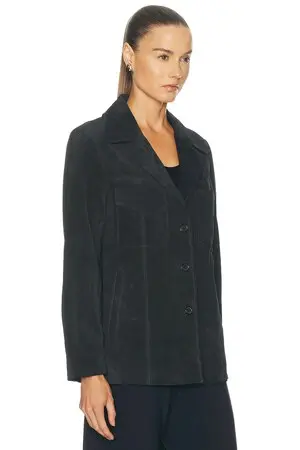 NILI LOTAN Dominic Suede Jacket In Navy