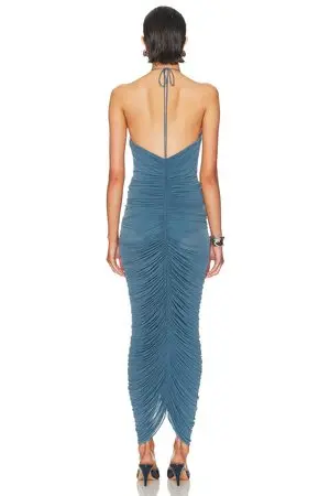 Magda Butrym Ruched Halter Maxi Dress