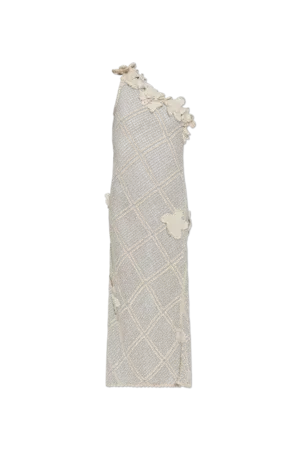 JW Anderson One-shoulder Crochet Maxi Dress With Floral Appliqués - Cream