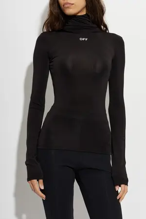 Off-White Fitted Top With A Stand-up Collar